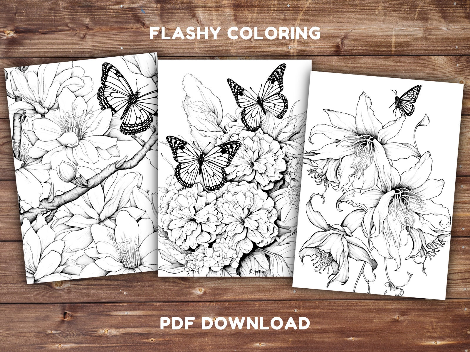 Floral Butterfly Coloring Book | INSTANT DOWNLOAD | Printable Coloring ...