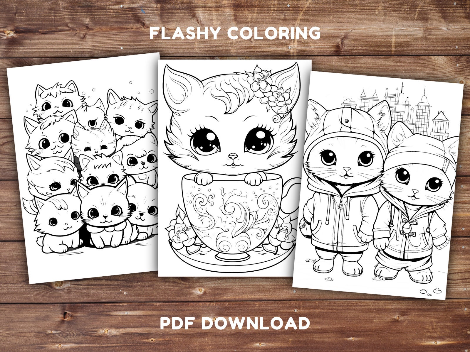 Cute Cats Coloring Book INSTANT DOWNLOAD Printable Coloring Pages Cat ...