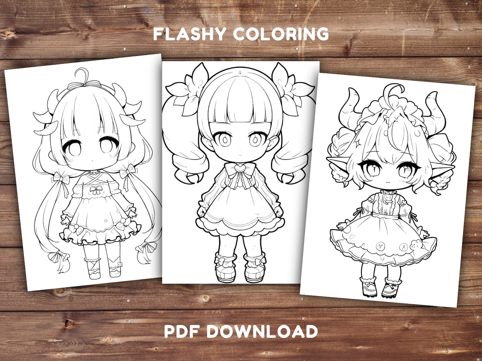 Chibi Girls Coloring Book | INSTANT DOWNLOAD | Printable Coloring Pages ...