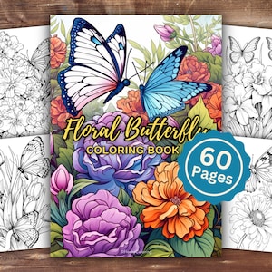 Floral Butterfly Coloring Book | INSTANT DOWNLOAD | Printable Coloring ...