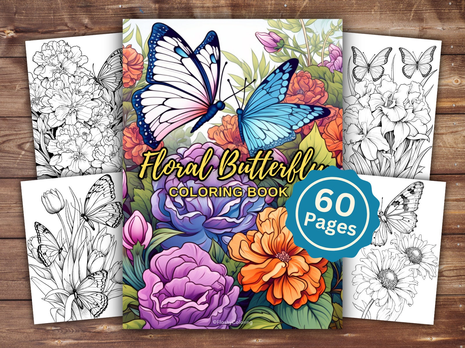 Floral Butterfly Coloring Book | INSTANT DOWNLOAD | Printable Coloring ...