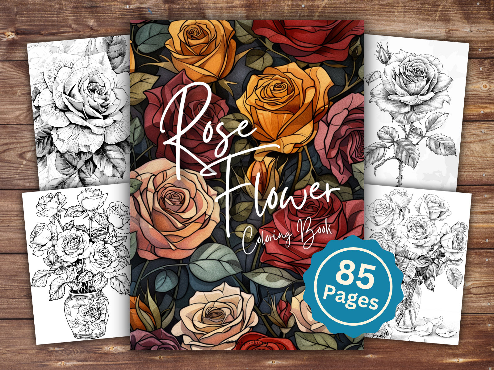 Rose Flower Coloring Book | INSTANT DOWNLOAD | Printable Coloring Pages ...