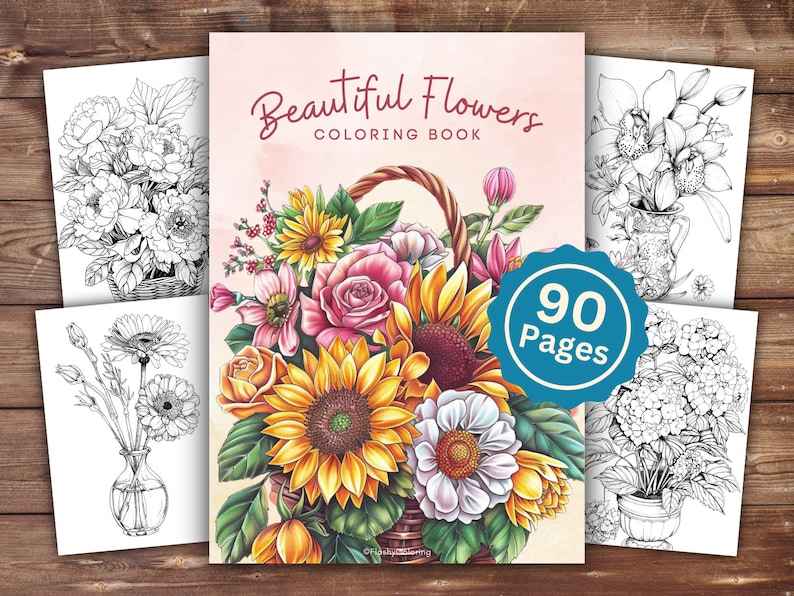 Beautiful Flowers Coloring Book | INSTANT DOWNLOAD | Printable Coloring ...