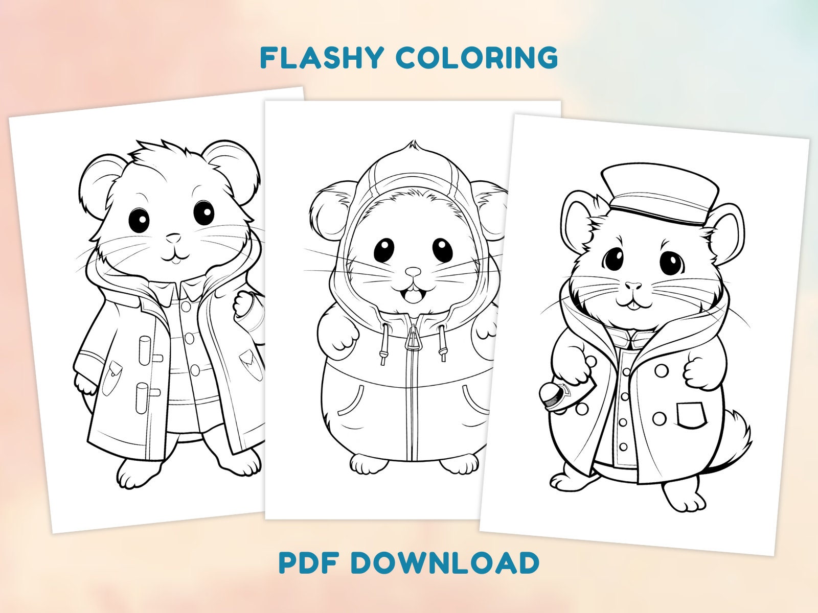 Cute Hamster Coloring Book INSTANT DOWNLOAD Printable - Etsy