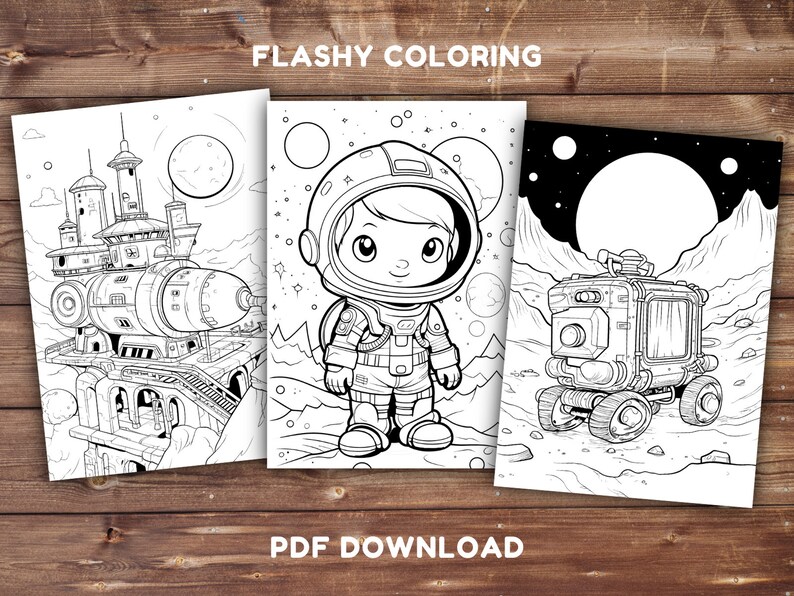 Cute Astronaut Coloring Book | INSTANT DOWNLOAD | Printable Coloring ...