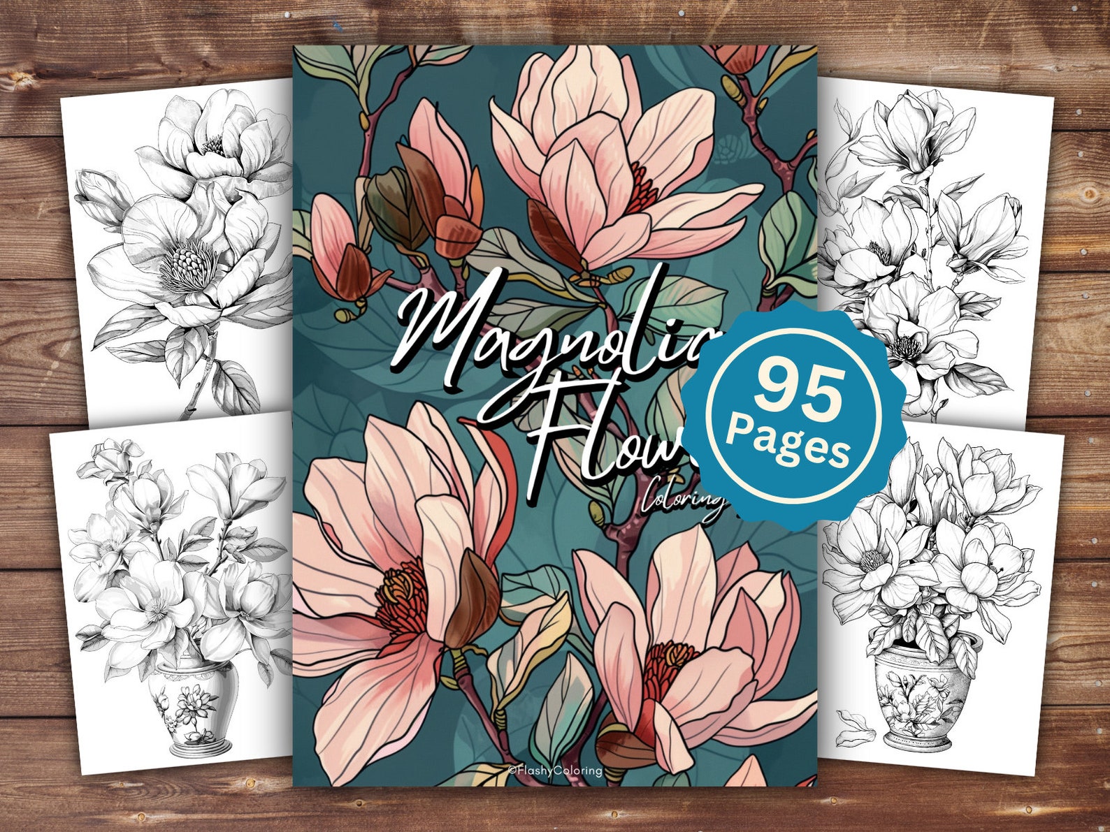 Magnolia Flower Coloring Book | INSTANT DOWNLOAD | Printable Coloring ...