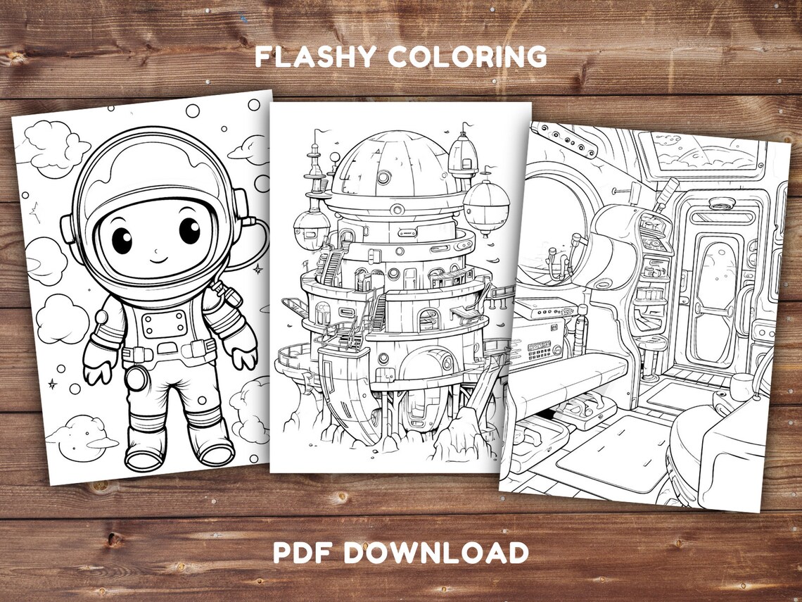 Cute Astronaut Coloring Book INSTANT DOWNLOAD Printable Coloring Pages ...