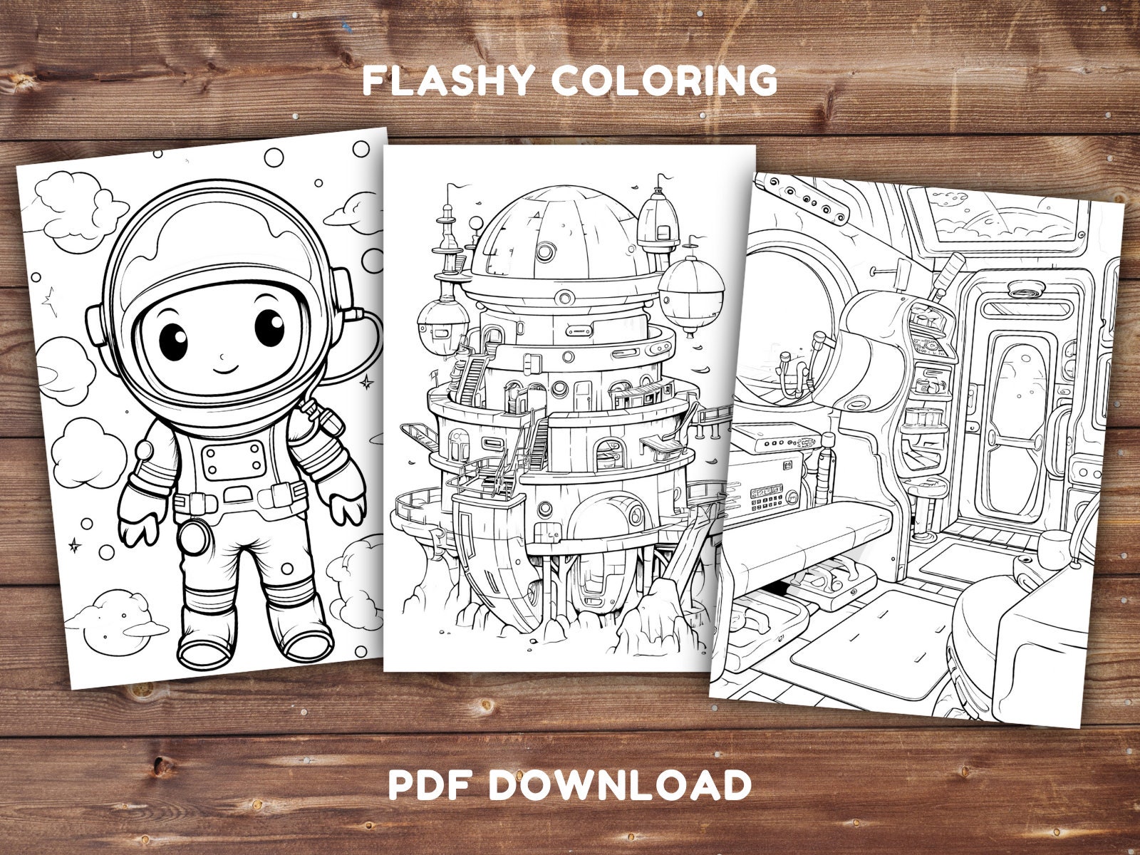 Cute Astronaut Coloring Book INSTANT DOWNLOAD Printable Coloring Pages ...