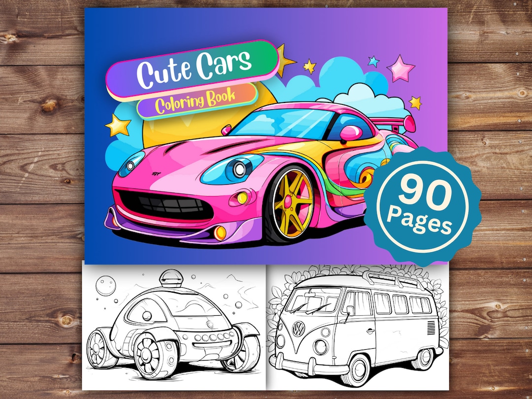 Cute Cars Coloring Book | INSTANT DOWNLOAD | Printable Coloring Pages ...