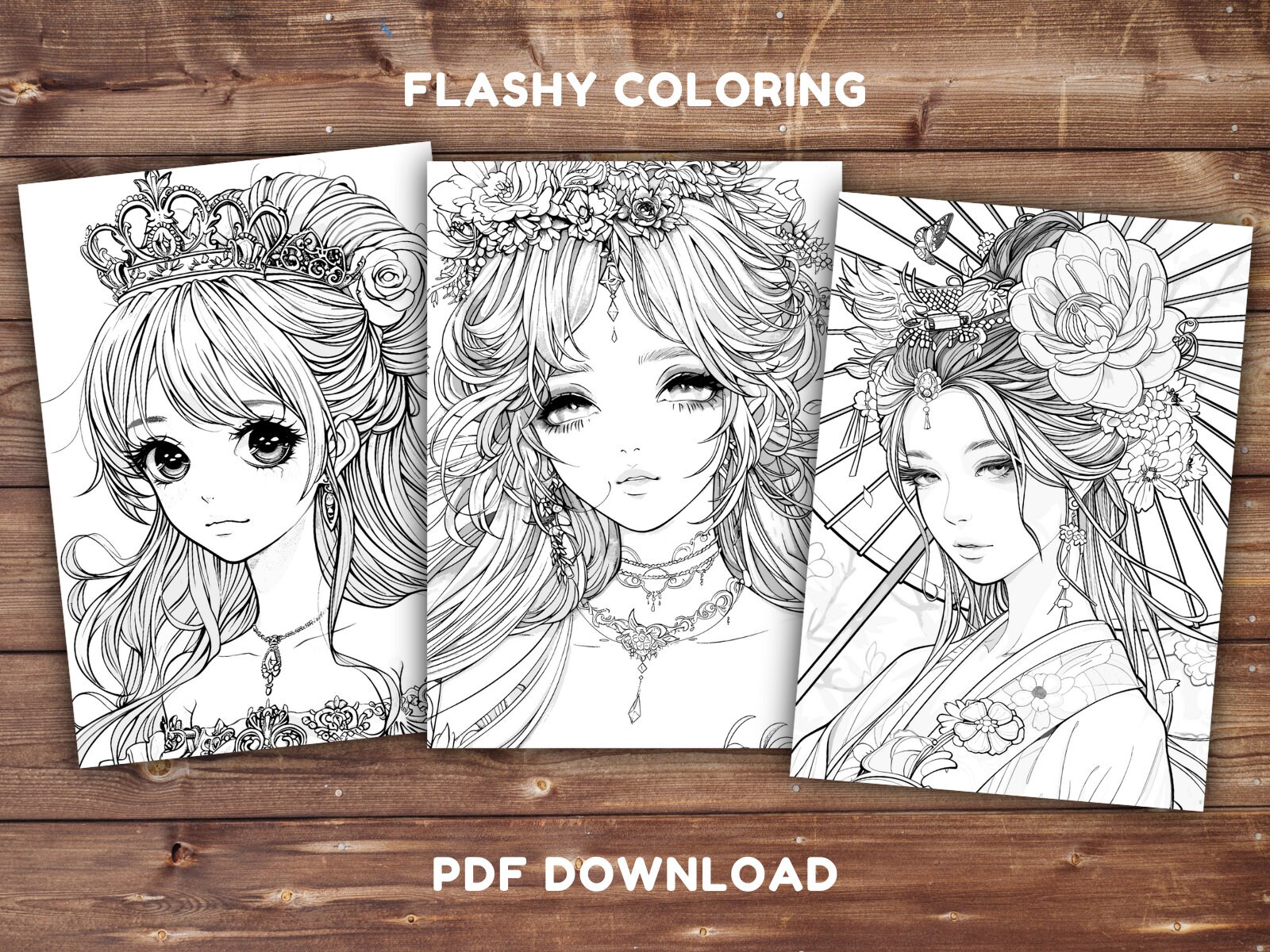 250 Anime Princess Coloring Book INSTANT DOWNLOAD Printable Coloring ...