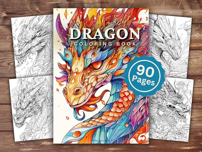 Dragon Coloring Book | INSTANT DOWNLOAD | Printable Coloring Pages | Dragon Coloring Pages ...