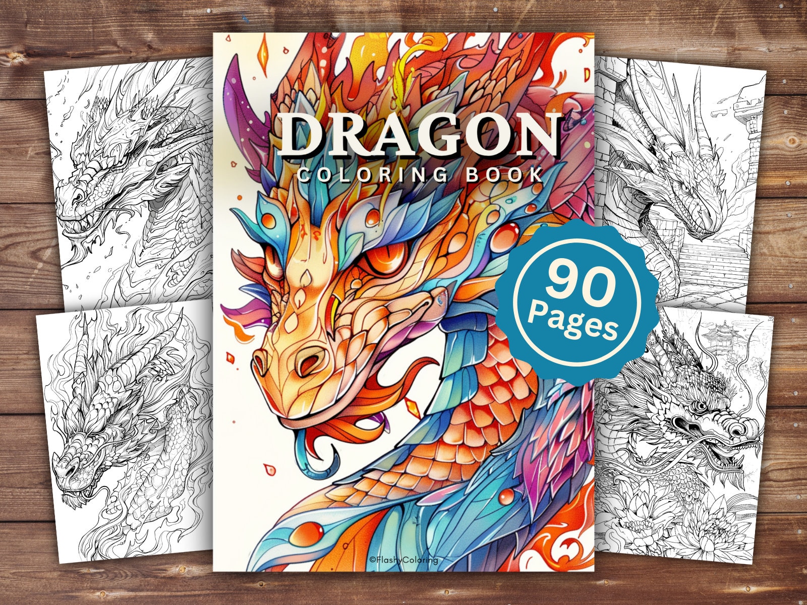 Dragon Coloring Book | INSTANT DOWNLOAD | Printable Coloring Pages ...