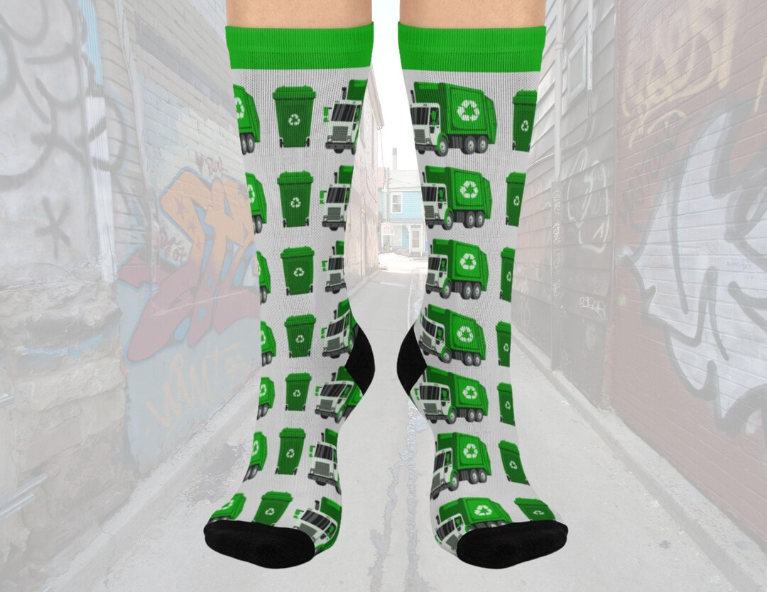 Trash Truck Crew Socks, Truck Drive Gift, Fun Sanitation Worker Garbage ...