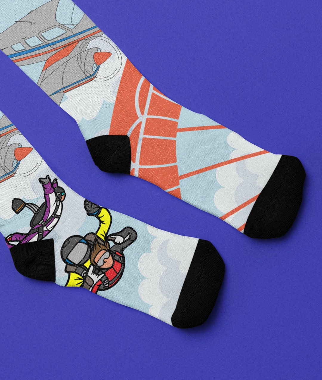 Colorful Skydiver Crew Socks, Skydiving Gift, Outdoorsy Fun Novelty ...