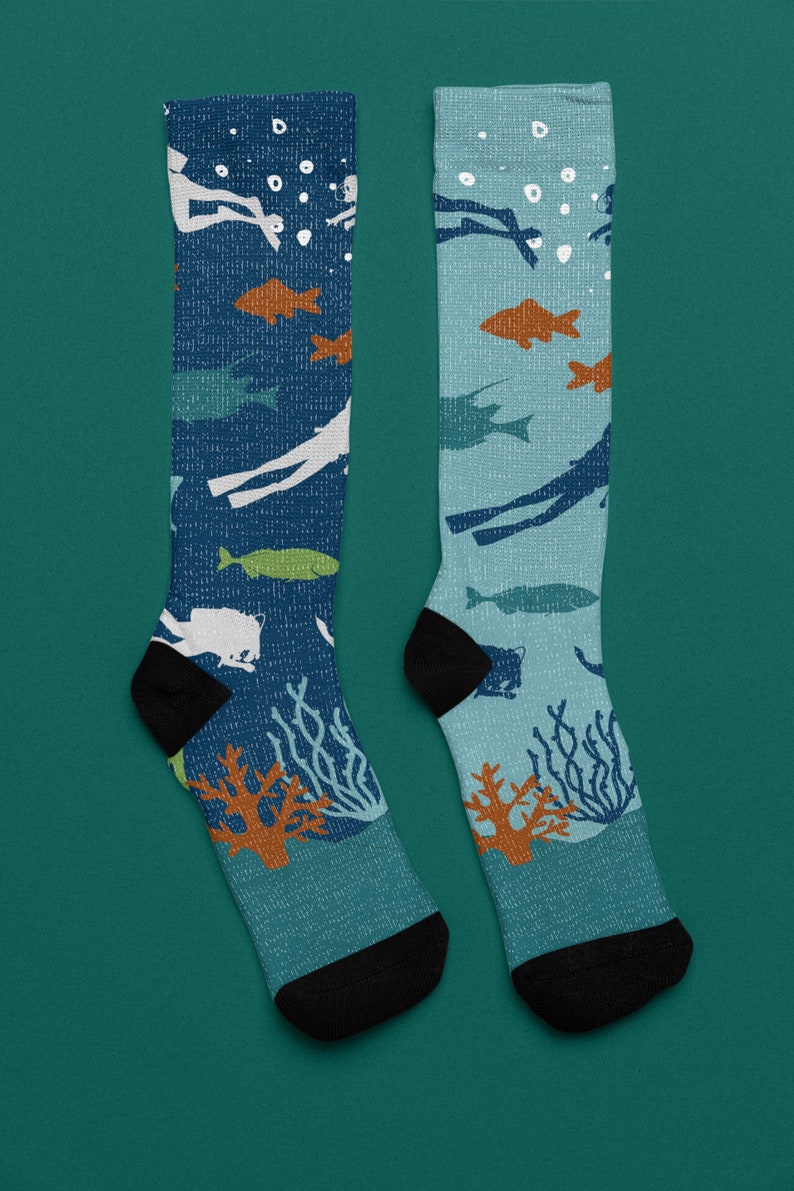 Scuba Diving Colorful Novelty Socks, Fun Scuba Diver Gift, Cool Adult ...