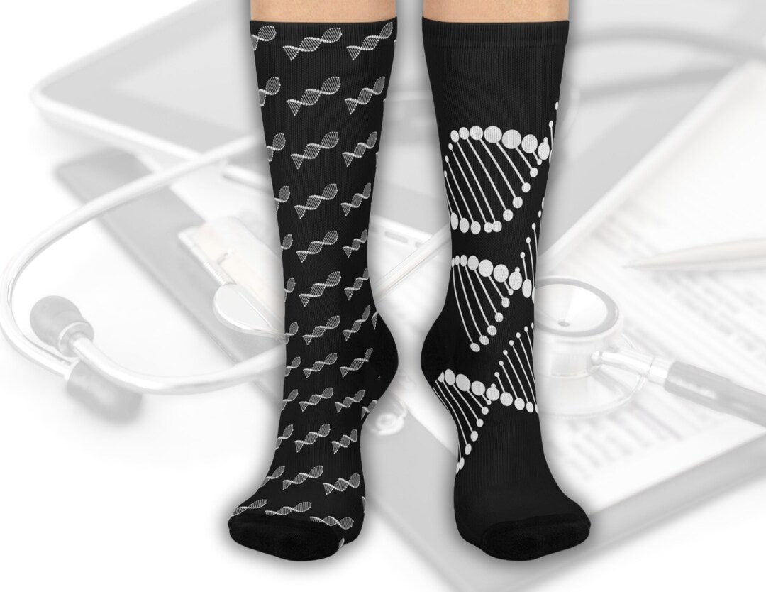 Mismatched DNA Cushioned Crew Socks, Double Helix Genoma Dress Socks ...