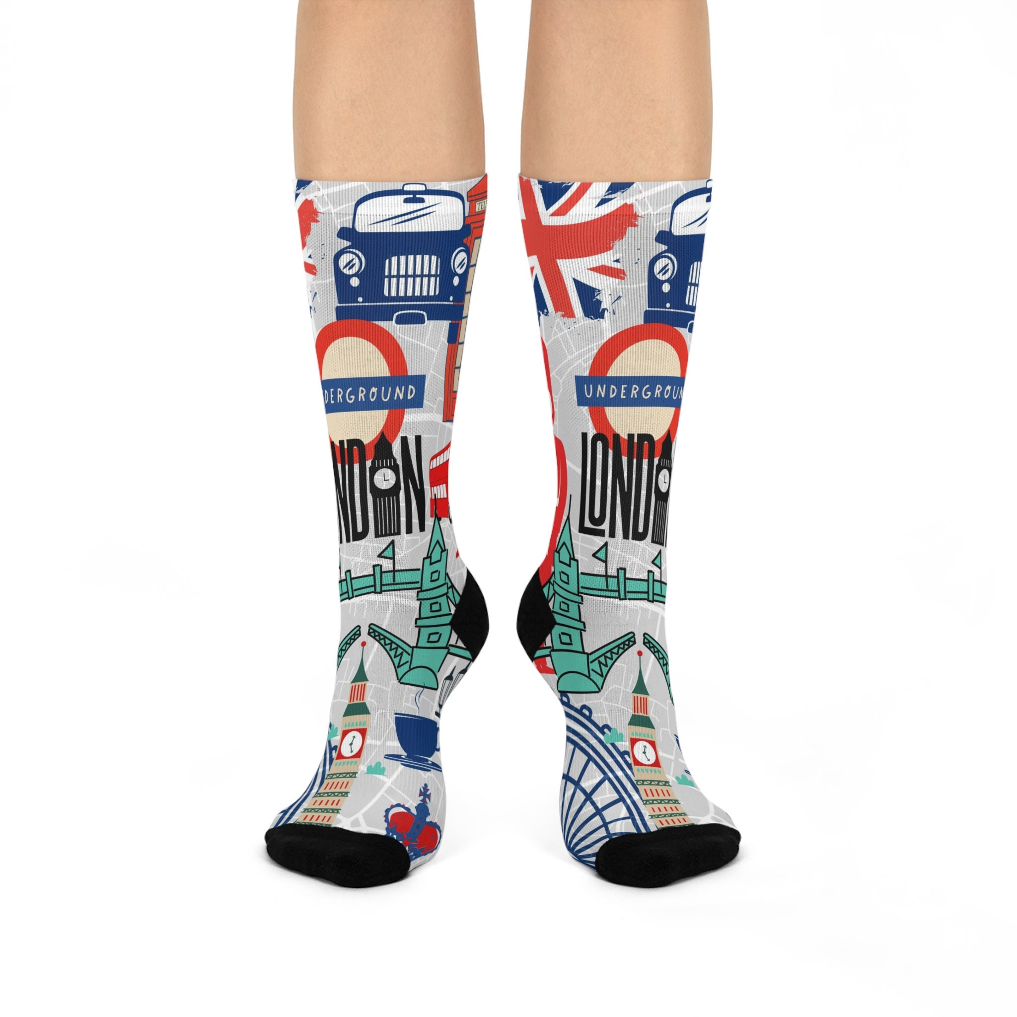 London Map Socks Tower of London Big Ben British Flag Fun - Etsy