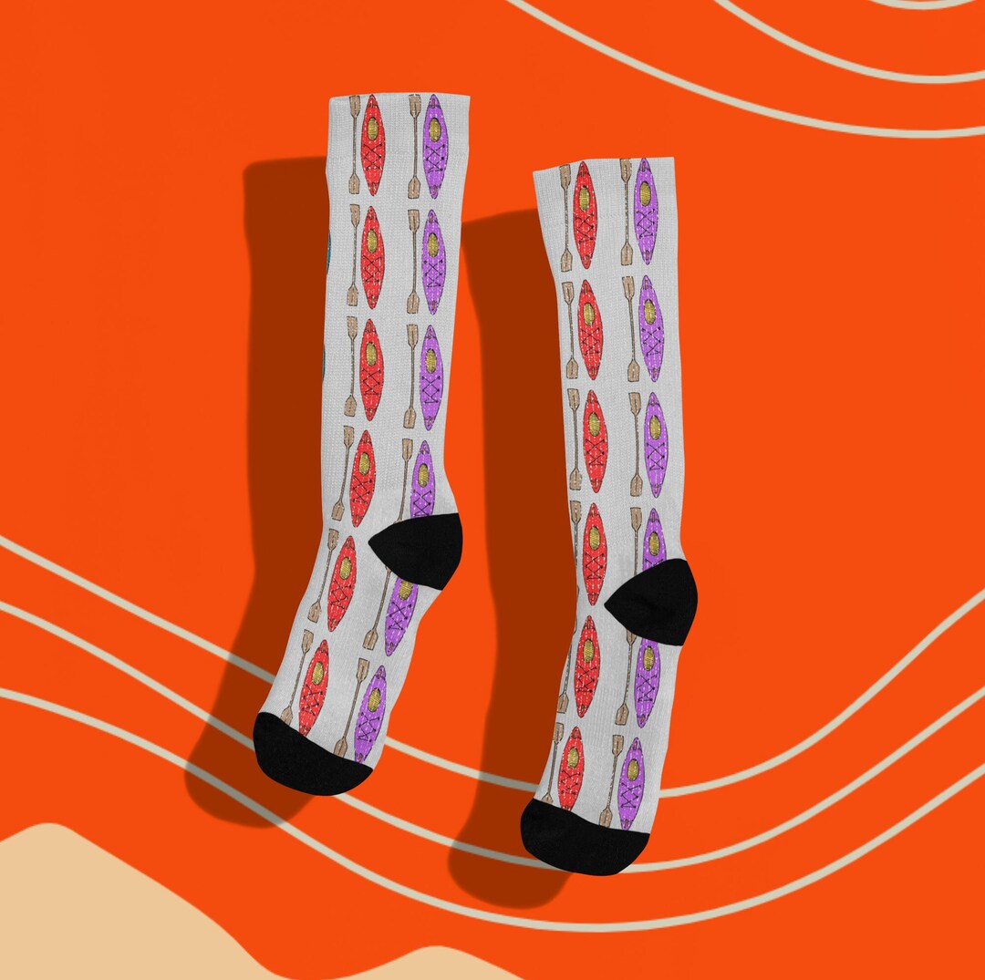 Colorful Kayak Novelty Socks, Cute and Cozy Womens Kayaking Socks ...