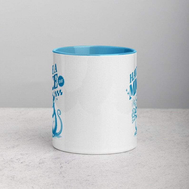 Have A MICE Day / Funny Mouse Design Ceramic Light Blue Coffee Mug, 2 ...