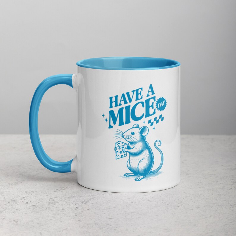 Have A MICE Day! / Funny Mouse Design Ceramic Light Blue Coffee Mug, 2 ...