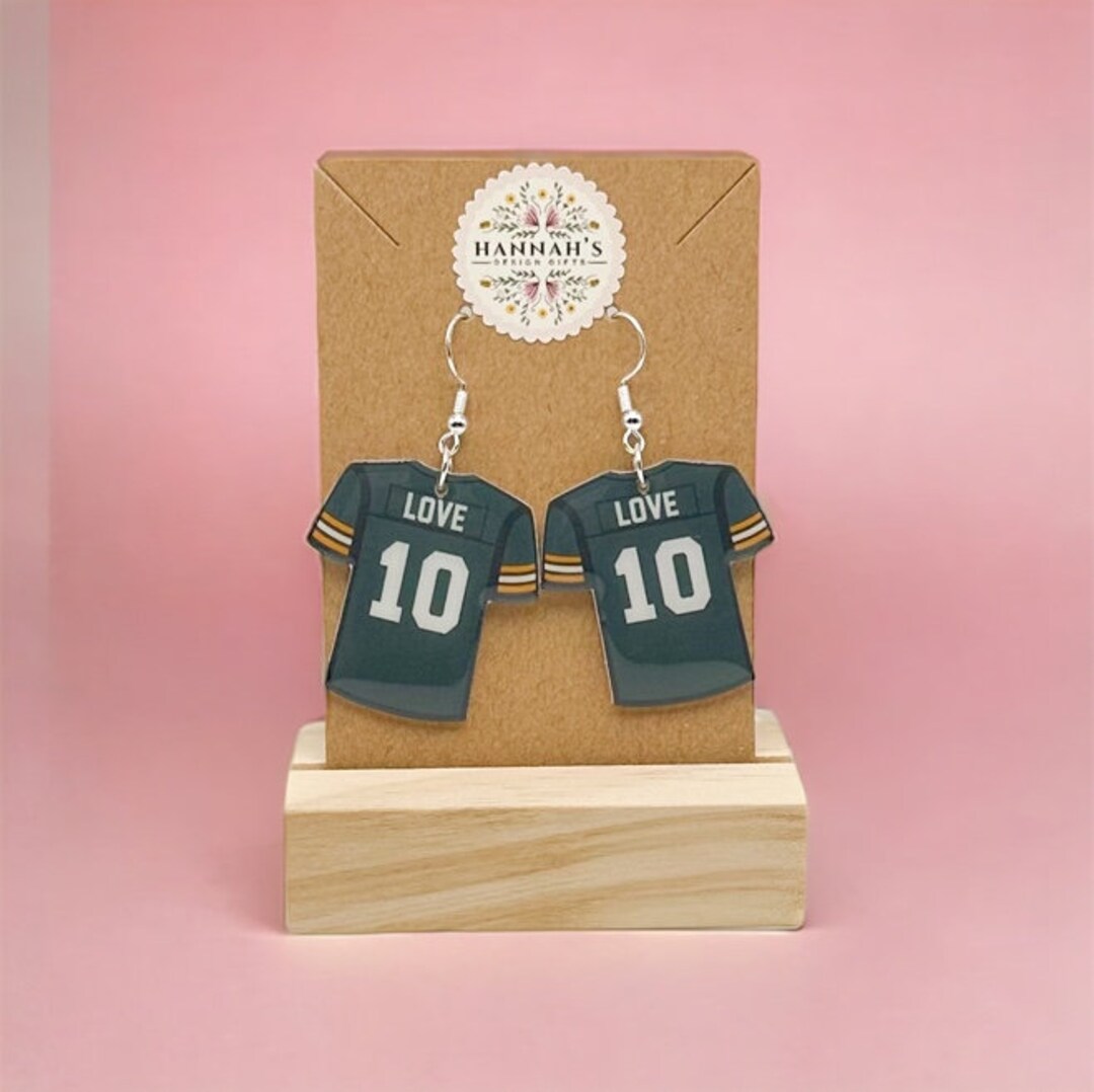 Green Bay Packers Jersey Earrings Jordan Love Silver Coated - Etsy