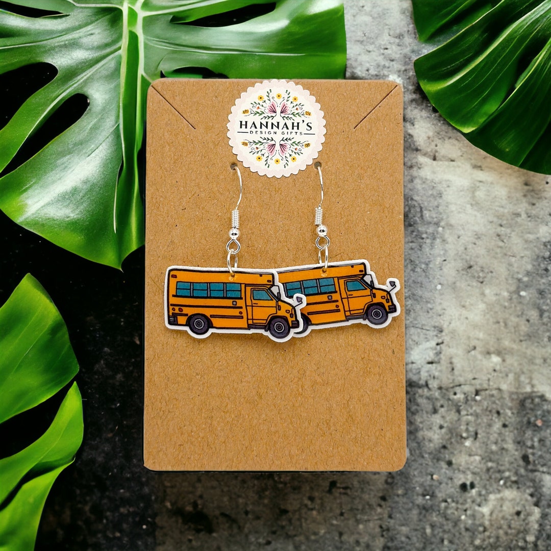 Cute School Bus Earrings, School Earrings, Hypoallergenic Silver Coated ...
