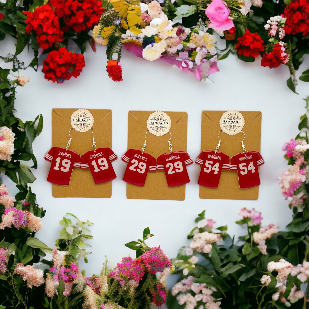 San Francisco 49ers Jersey Earrings Warner, Hufanga, Samuel ...