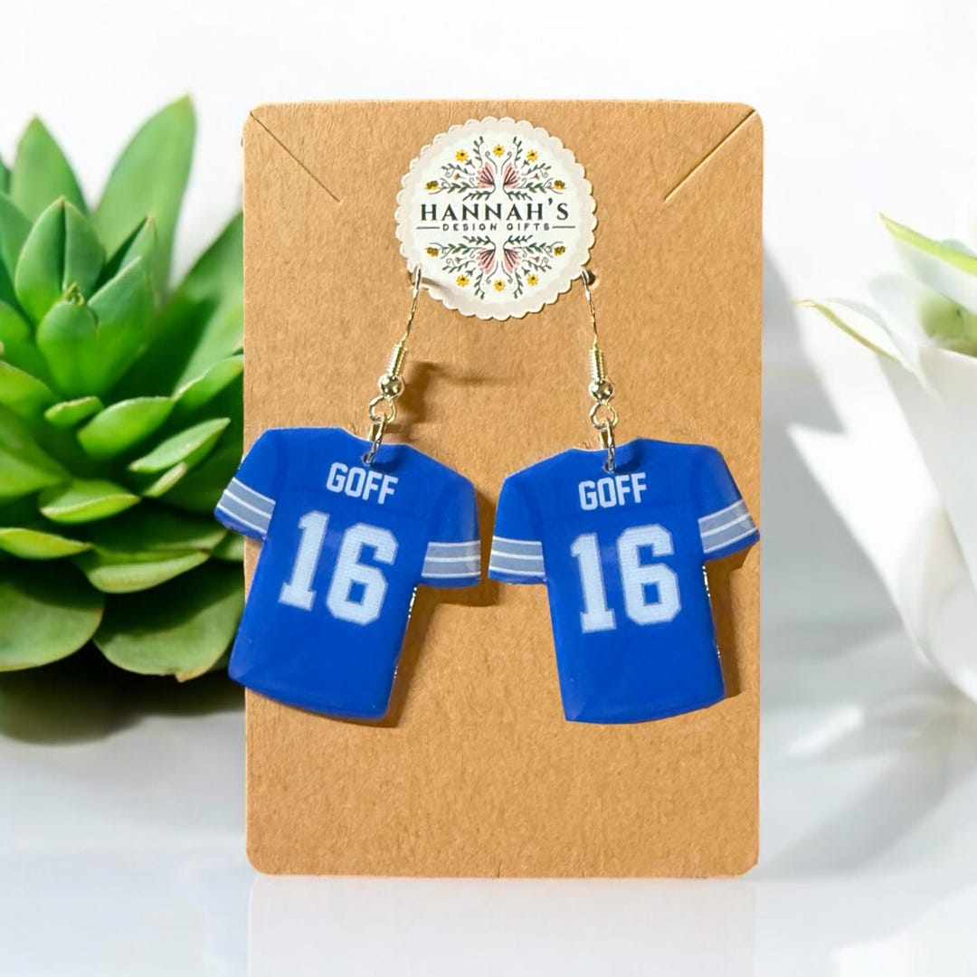 Detroit Lions Jersey Earrings, Handmade Football Jewelry, Jared Goff ...