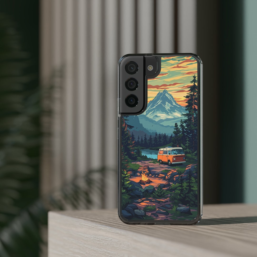 Camper Caping Van Life Adventure Scenic Clear Phone Case, Outdoor ...