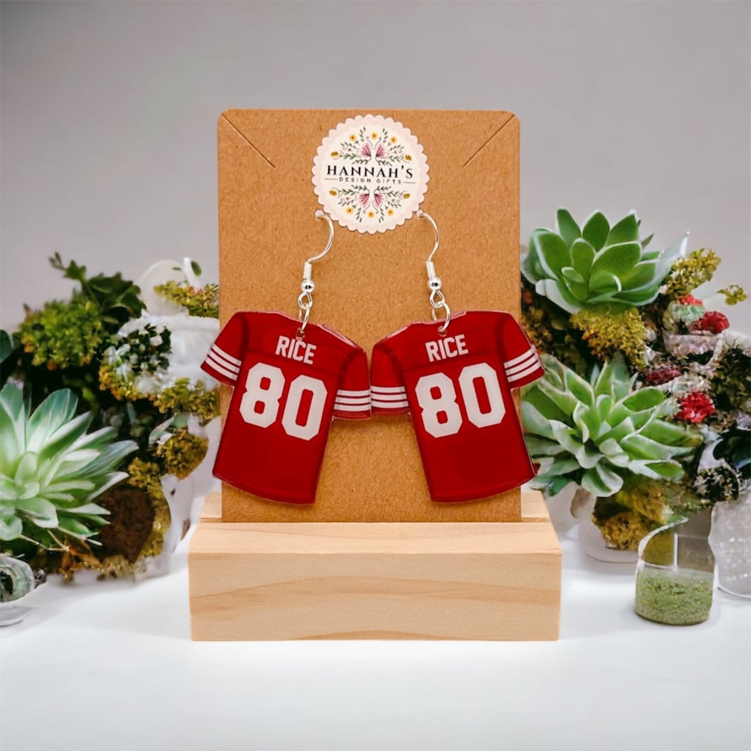 San Francisco 49ers Jerry Rice Jersey Earrings, Silver Coated ...