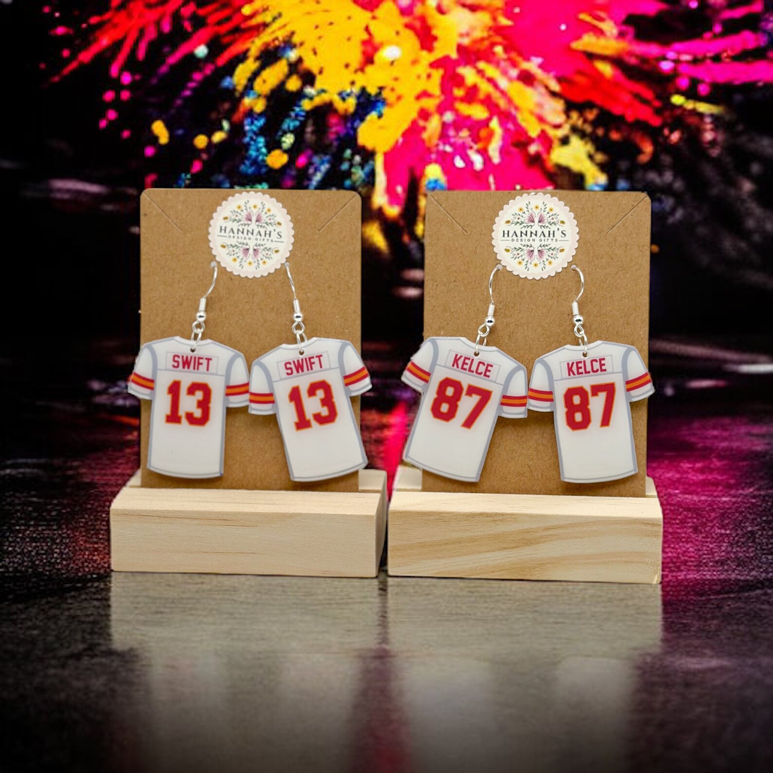 Taylor Swift & Travis Kelce Chief White Jersey Earrings - Etsy Canada