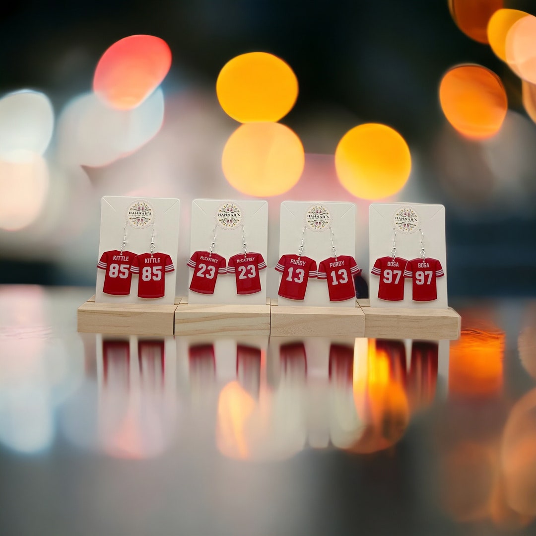 San Francisco 49ers Jersey Earrings, Purdy, Mccaffrey, Kittle, Bosa ...