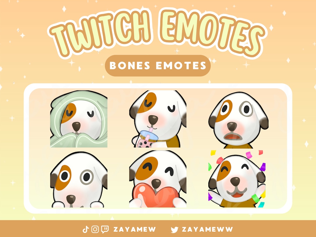 Bones Animal Crossing 6 Cute Emotes for Twitch, Discord and Youtube ...