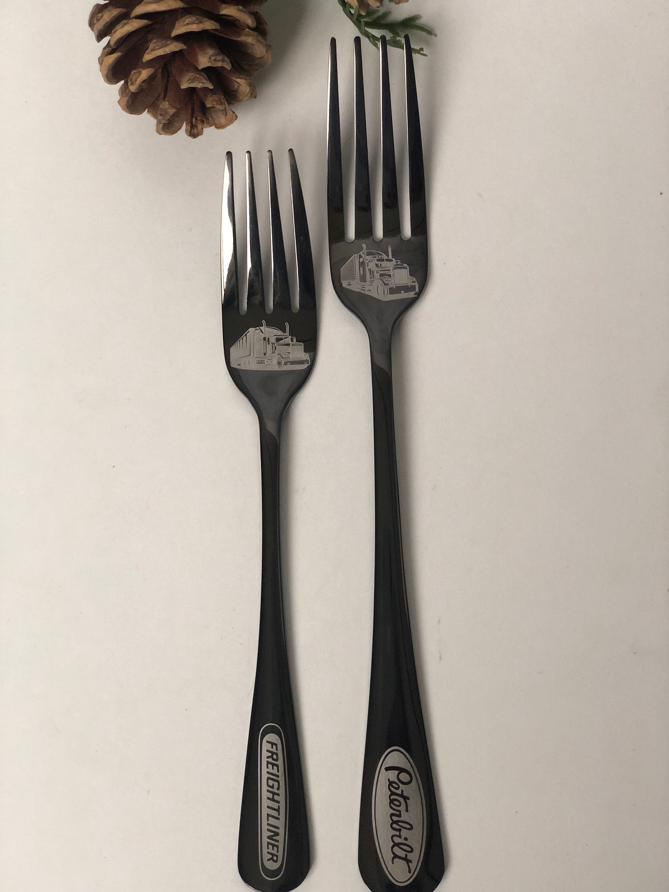 5 Piece Black Silverware Gift Set Semi Truck Collection Kitchen ...