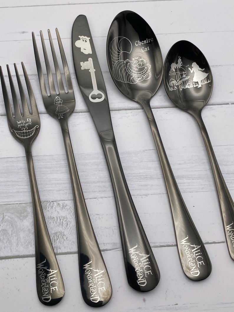 5 Piece Black Silverware Gift Set • Alice Collection • Kitchen Utensils ...