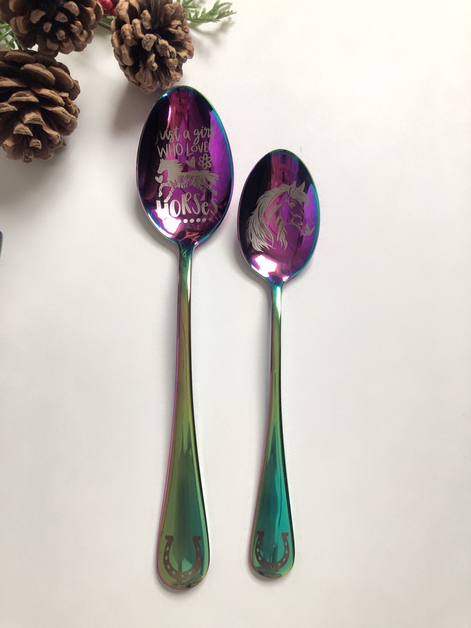 5 Piece Rainbow Silverware Gift Set Horse Collection Kitchen Utensils ...