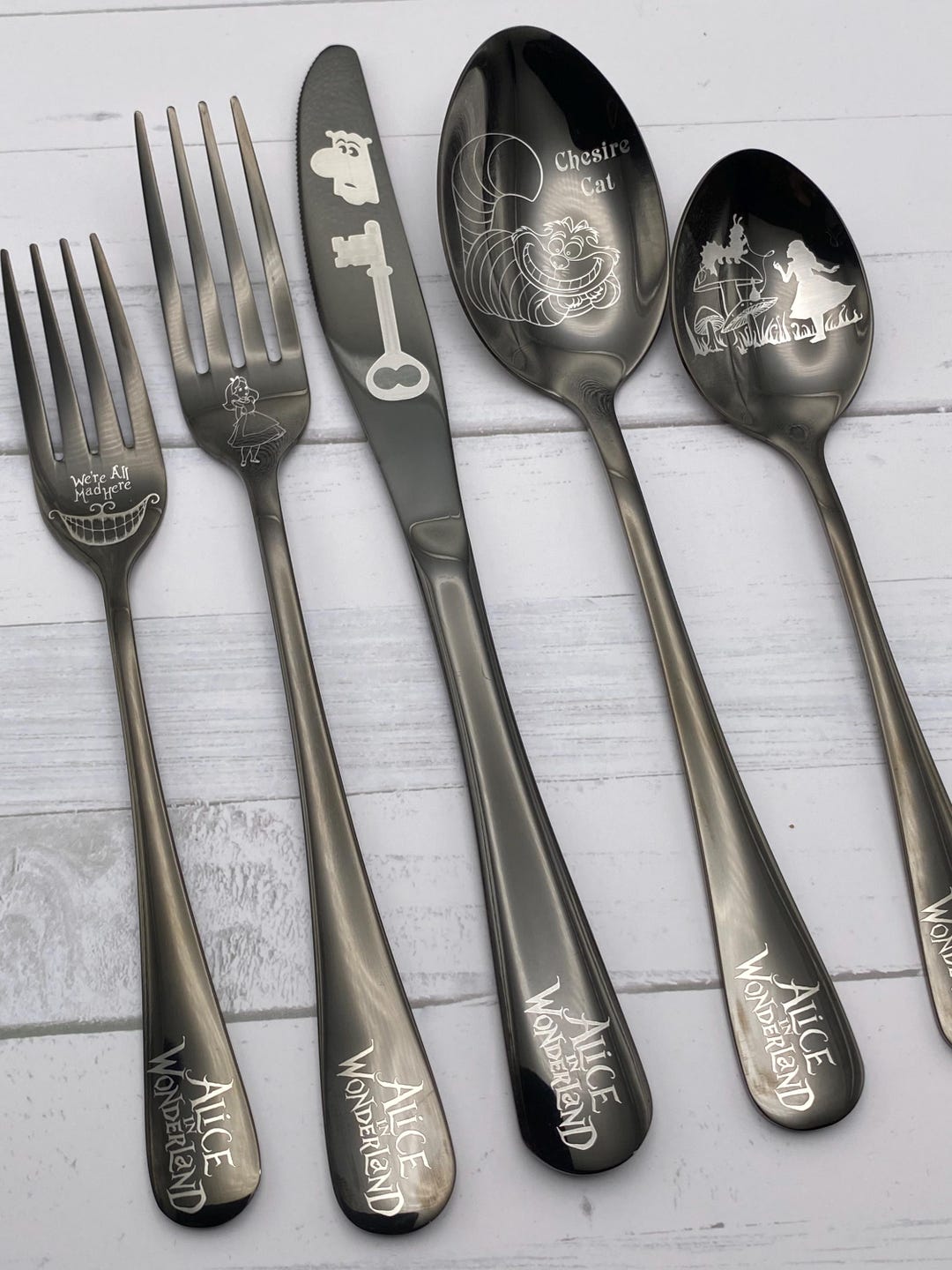 5 Piece Black Silverware Gift Set • Alice Collection • Kitchen Utensils ...
