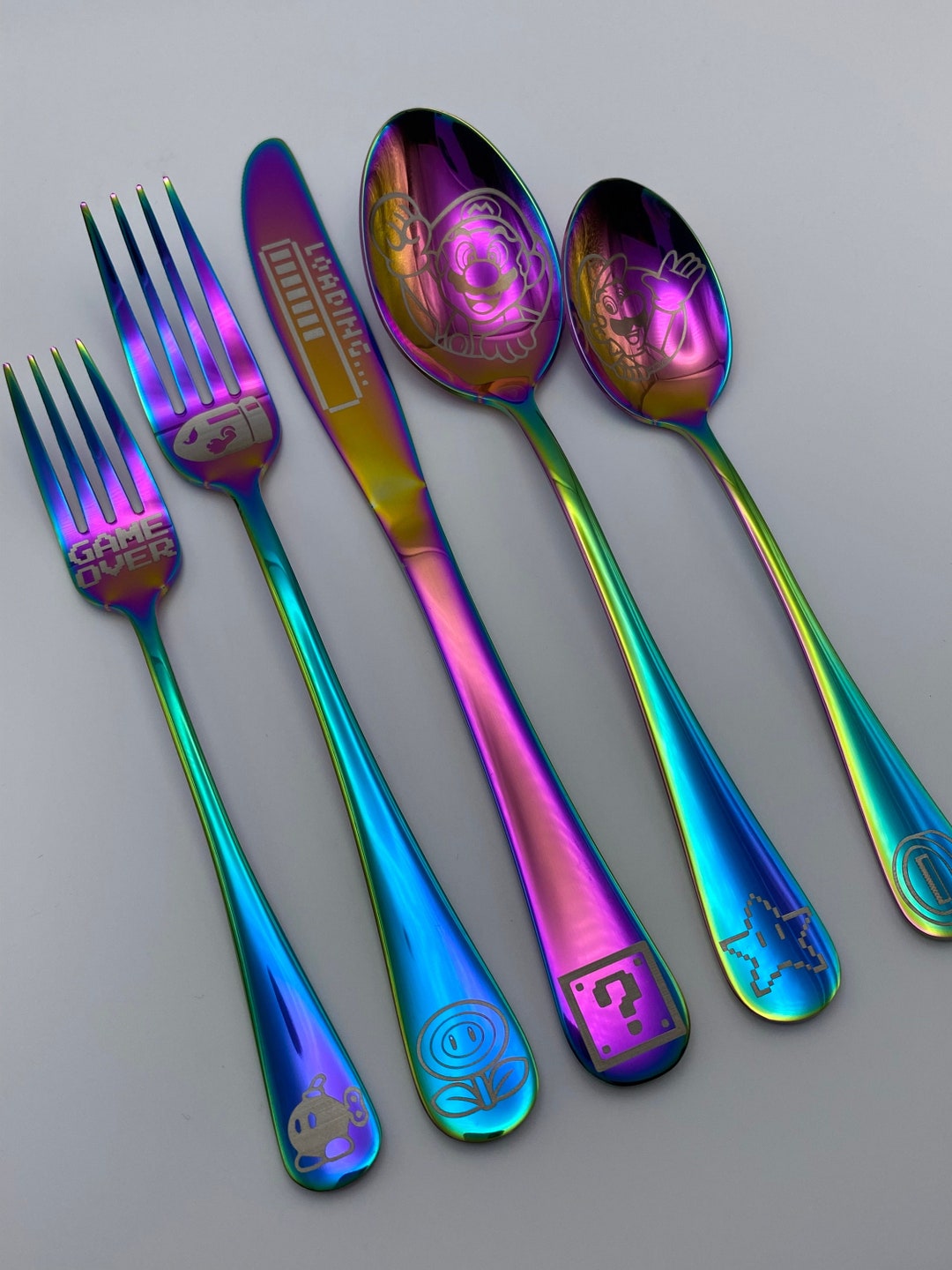 5 Piece Silverware Gift Set - Video Game Set - Personalized Kitchen ...