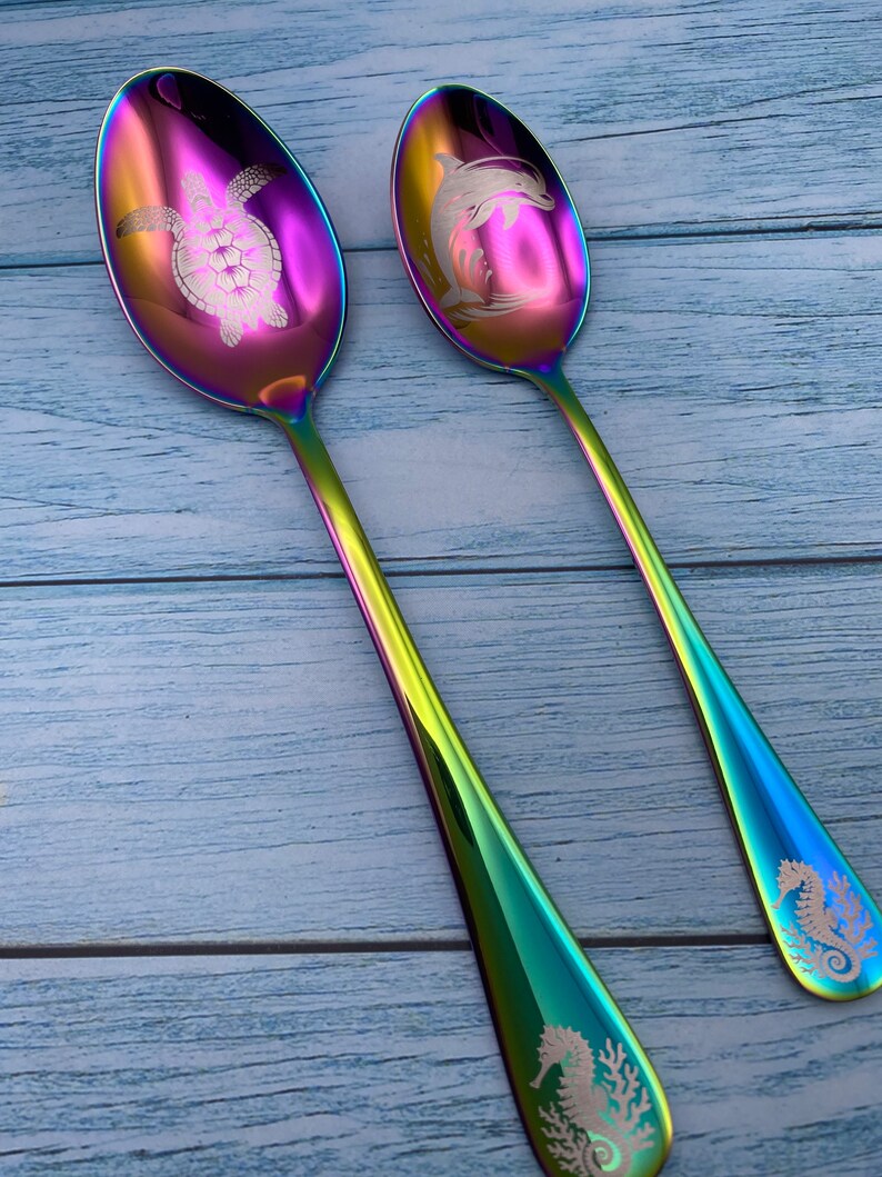 5 Piece Black Silverware Set - Sea Life Collection - Kitchen Utensil ...