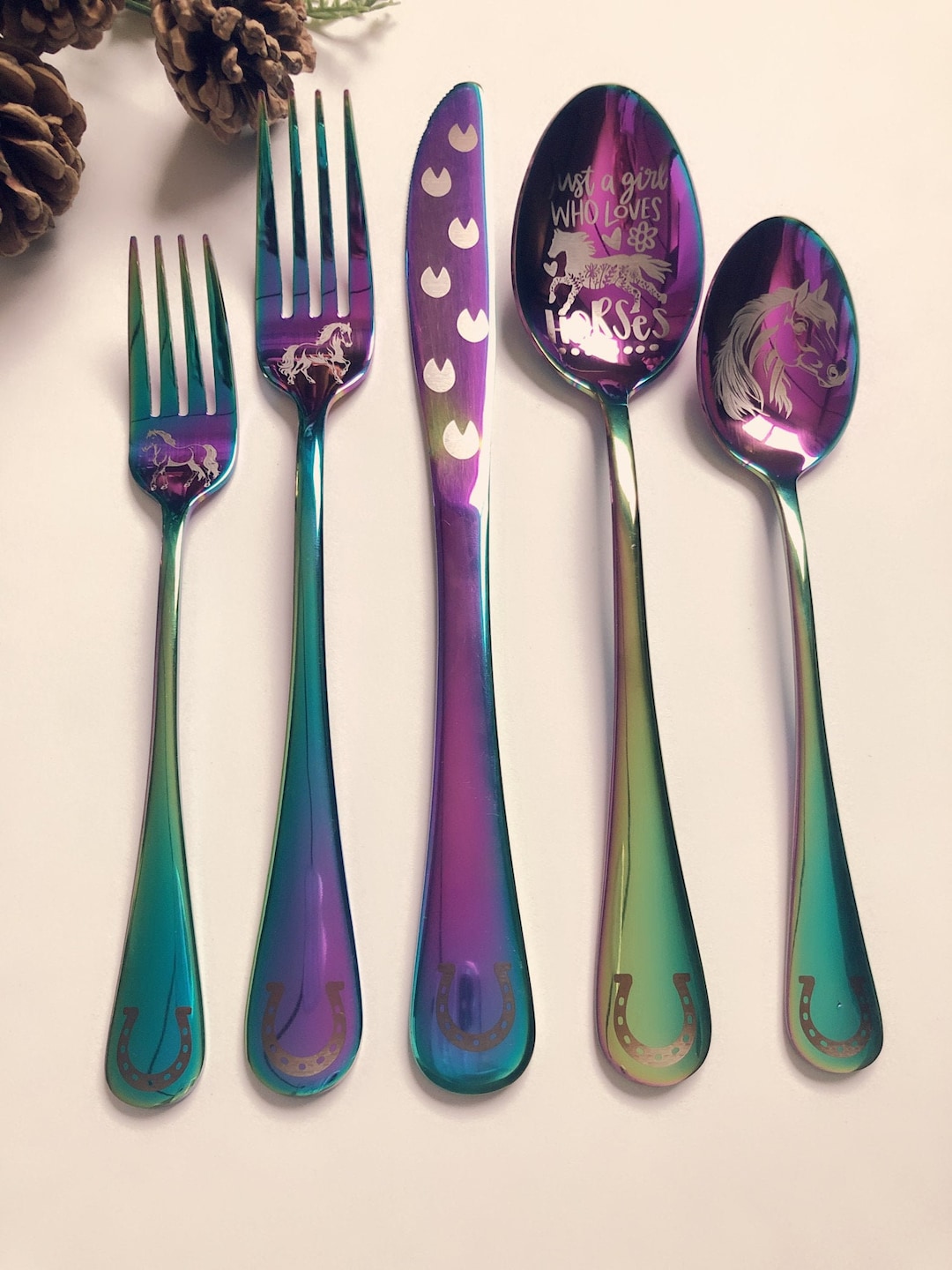 5 Piece Rainbow Silverware Gift Set • Horse Collection • Kitchen ...