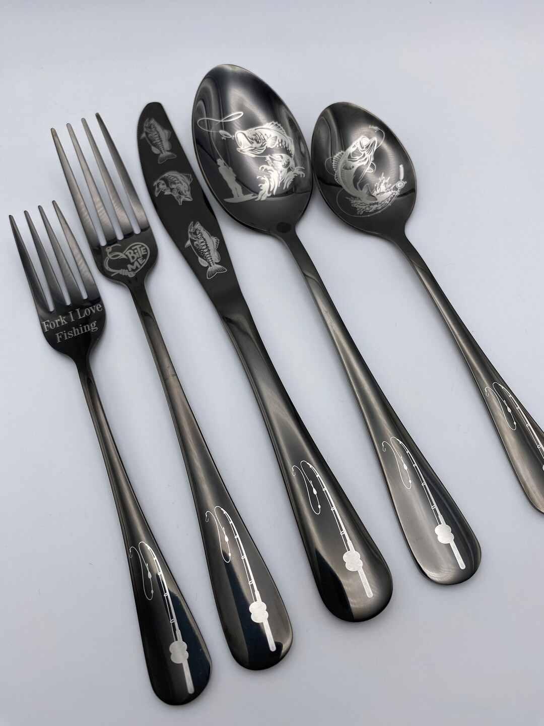 5 Piece Silverware Gift Set - Fishing Set- Personalized Kitchen ...