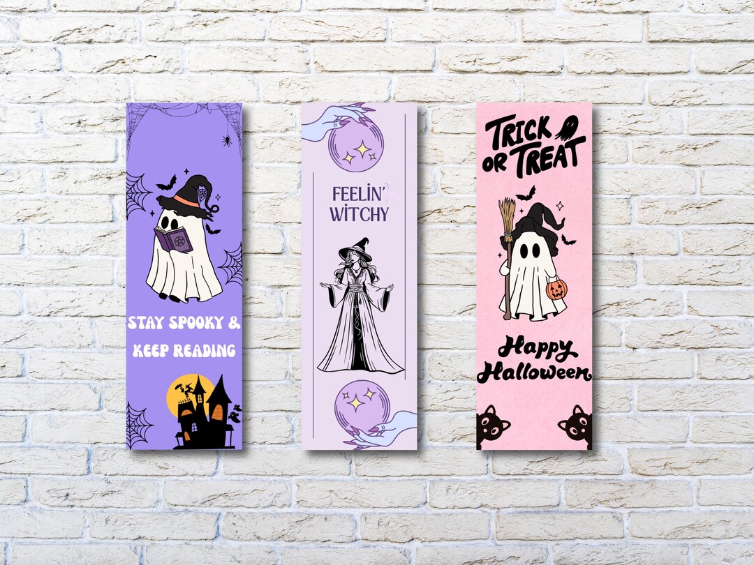 Halloween Printable Bookmarks | Spooky Design Bookmarks PNG&PDF| 4 ...