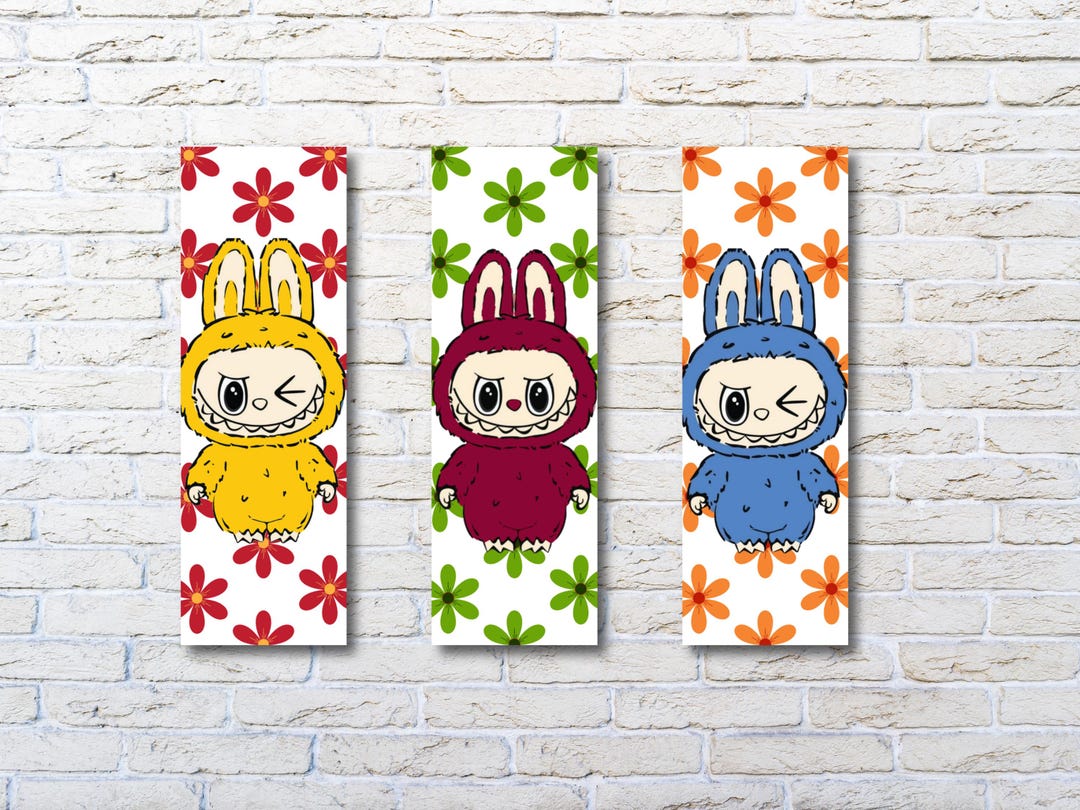 Flower Labubu Bookmark Printable | Labubu Bookmark Digital | 2x6 Inches ...