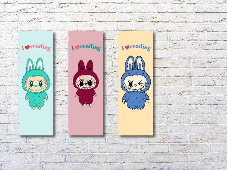 Labubu Bookmark Printable | Labubu Bookmark Digital | 2x6 Inches | Cute ...
