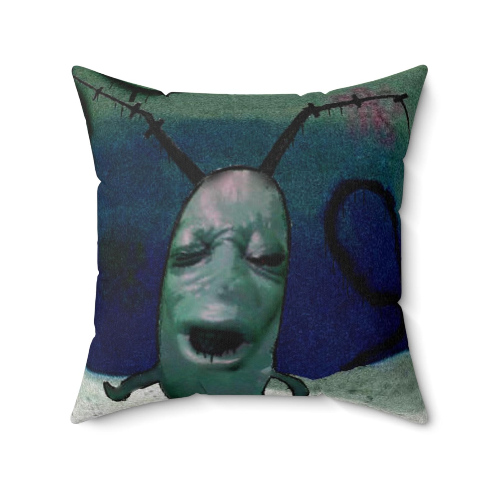 Cursed Plankton Meme Pillow, Cozy Spun Polyester Square Cushion Ideal ...