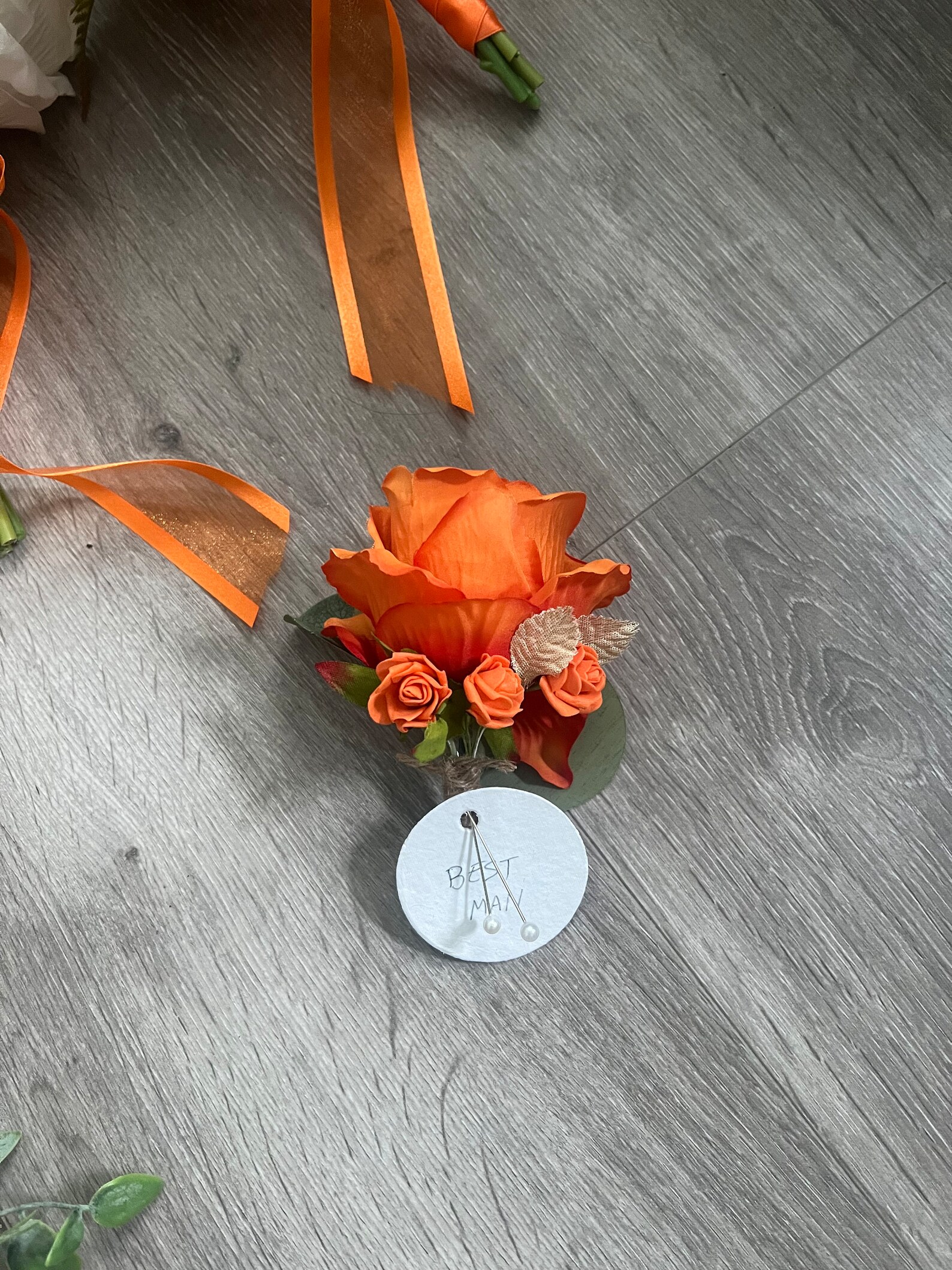 Orange Large Rose and White Roses Double Buttonholes - Etsy UK