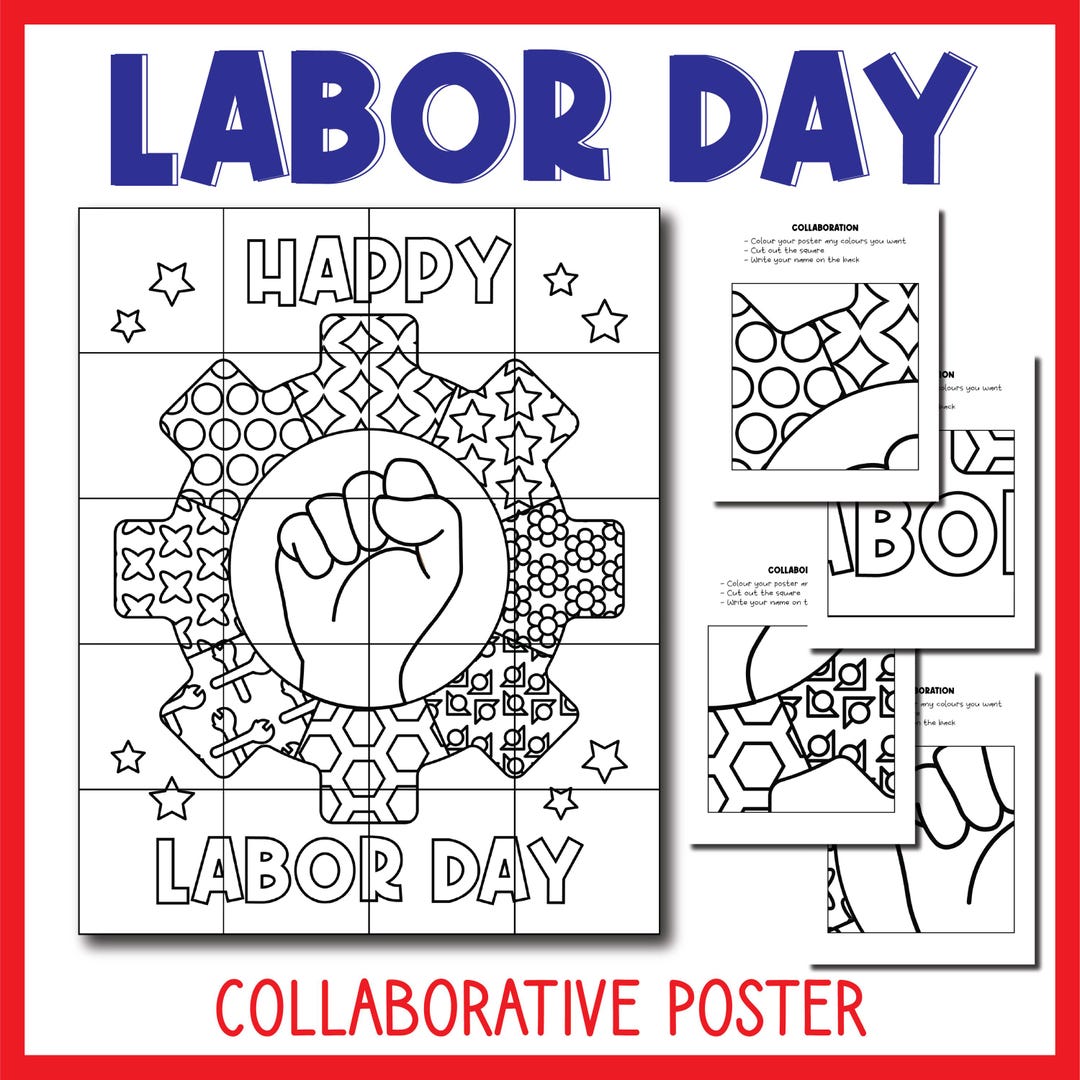 Labor Day Collaborative Art Poster Coloring, Labour Day American ...