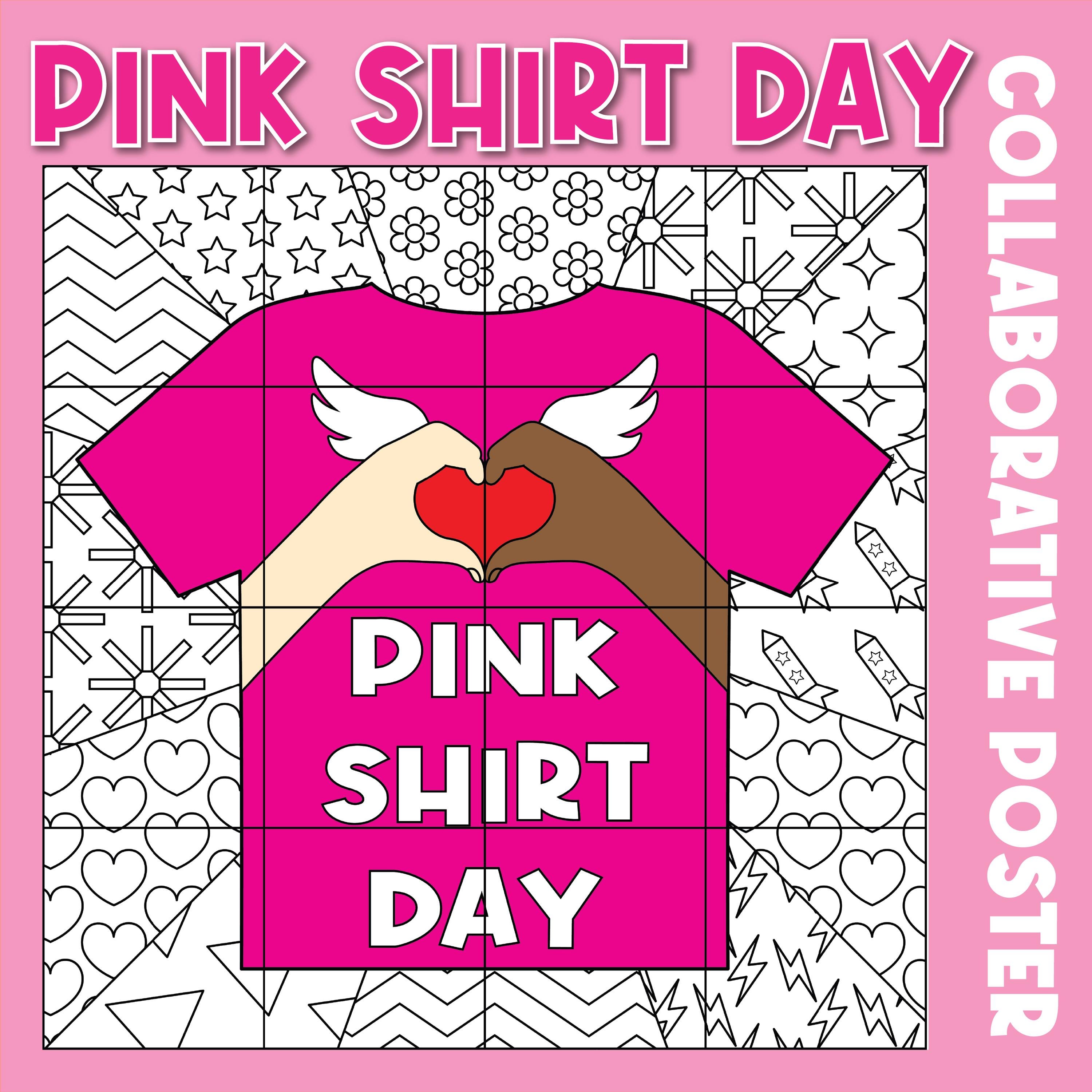 Pink Shirt Day Collaborative Poster | Classroom Coloring Page (PDF ...