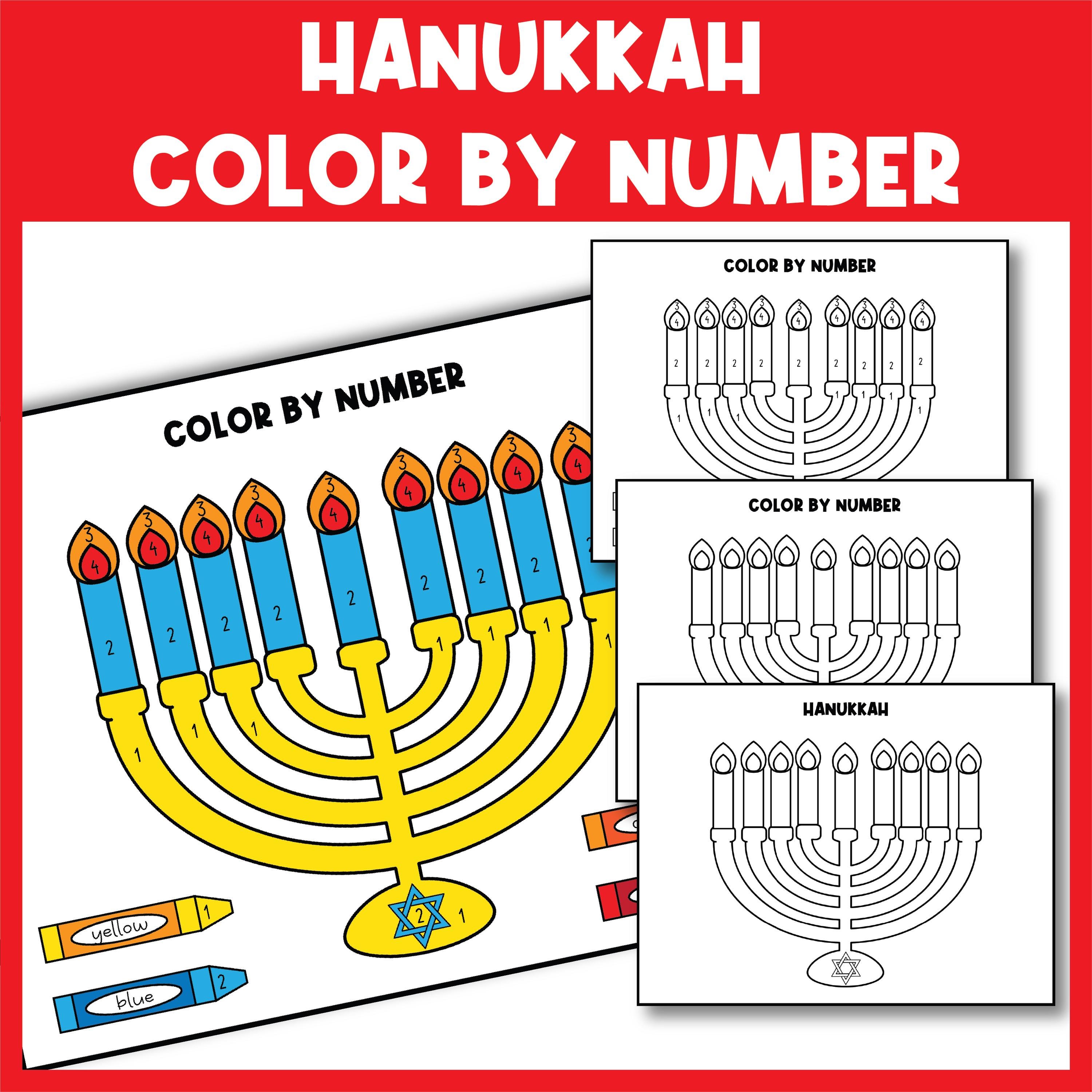 Hanukkah Color by Number | Menorah Coloring Worksheet - Etsy