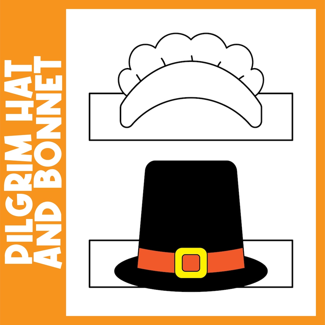 Pilgrim Hat & Bonnet Craft | Thanksgiving Activity, Cut and Color ...